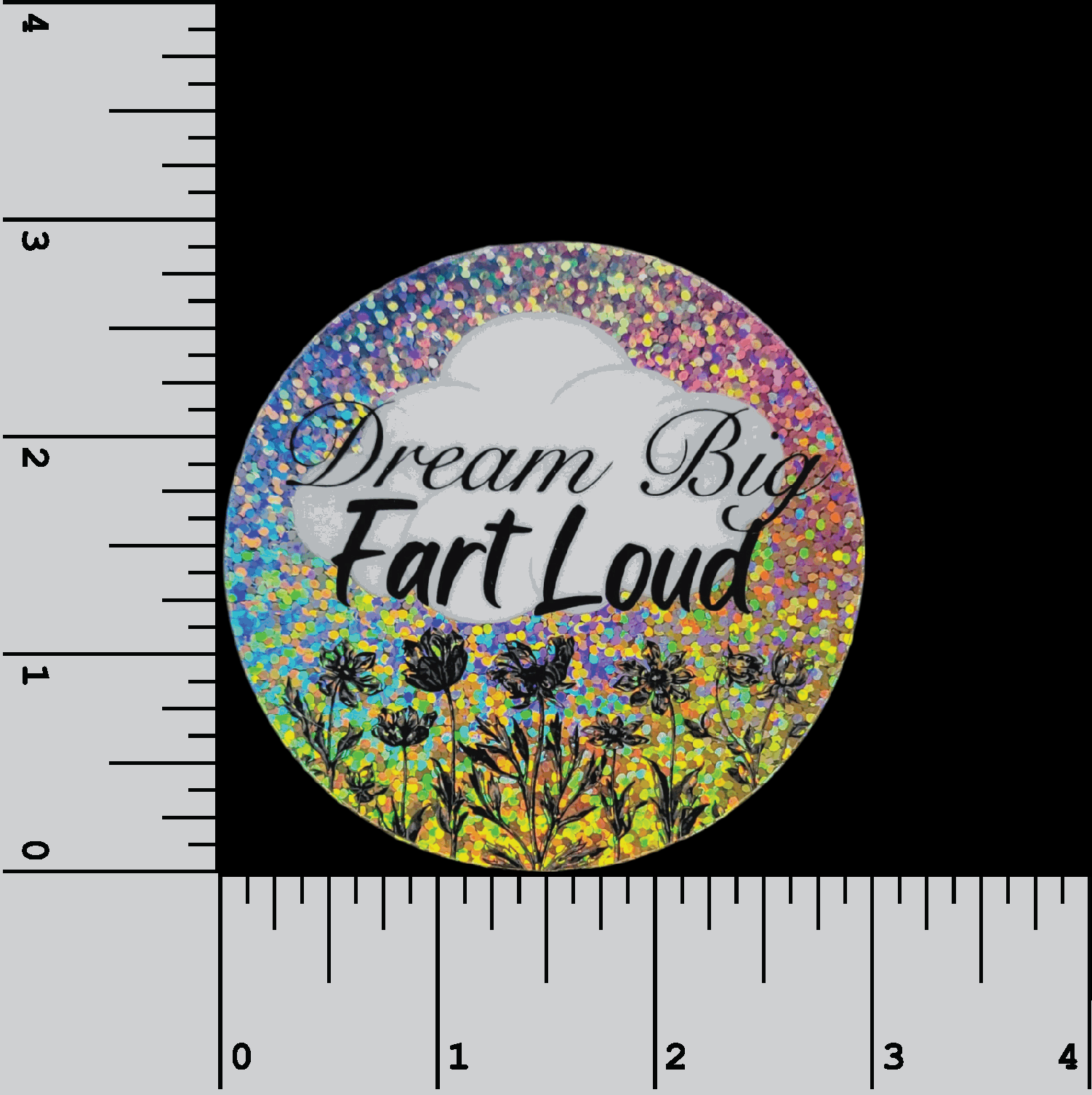 Dream Big, Fart Loud 3 inch holographic glitter sticker – Trash Panda's ...