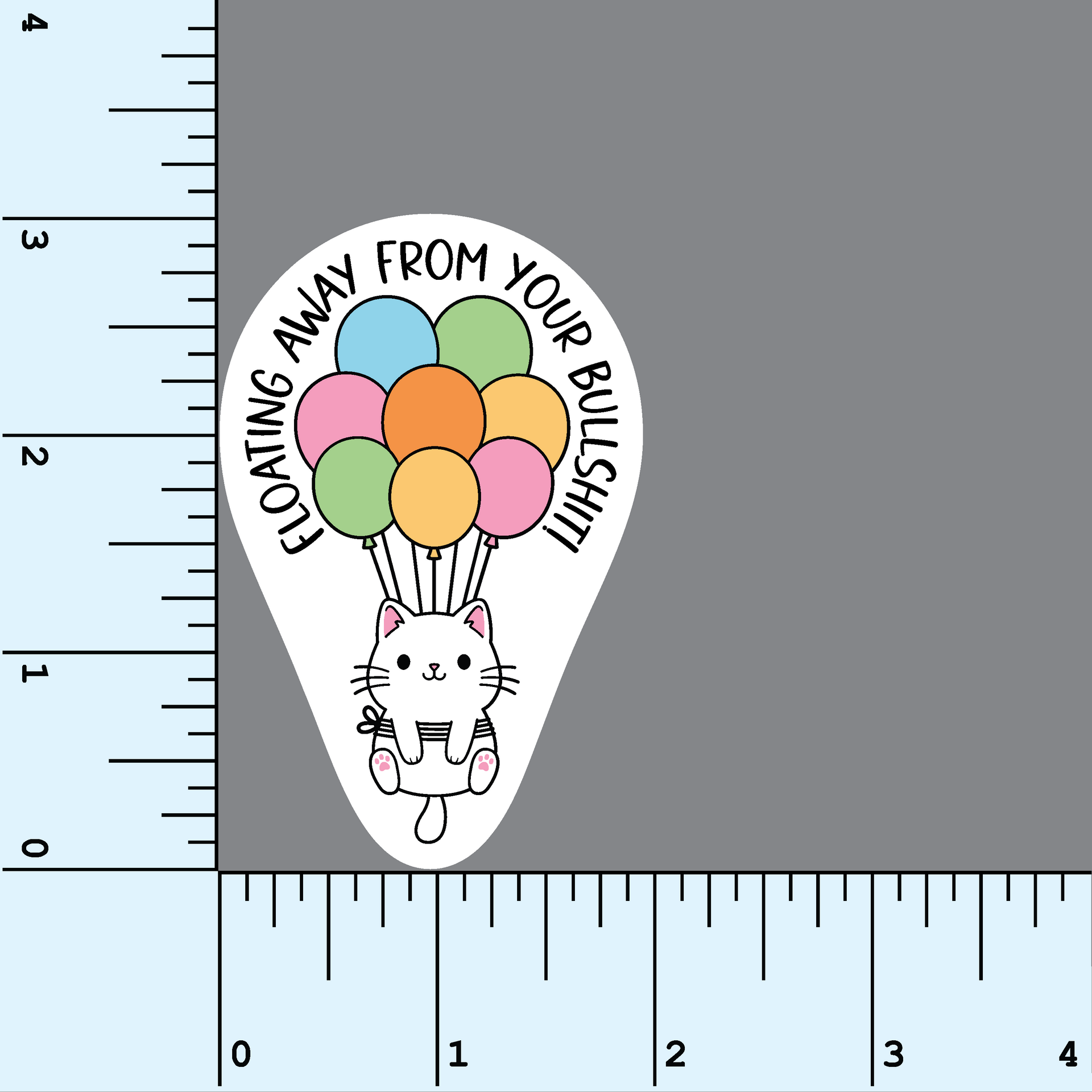 Floating Away From Your Bullshit balloon cat vinyl sticker – Trash ...