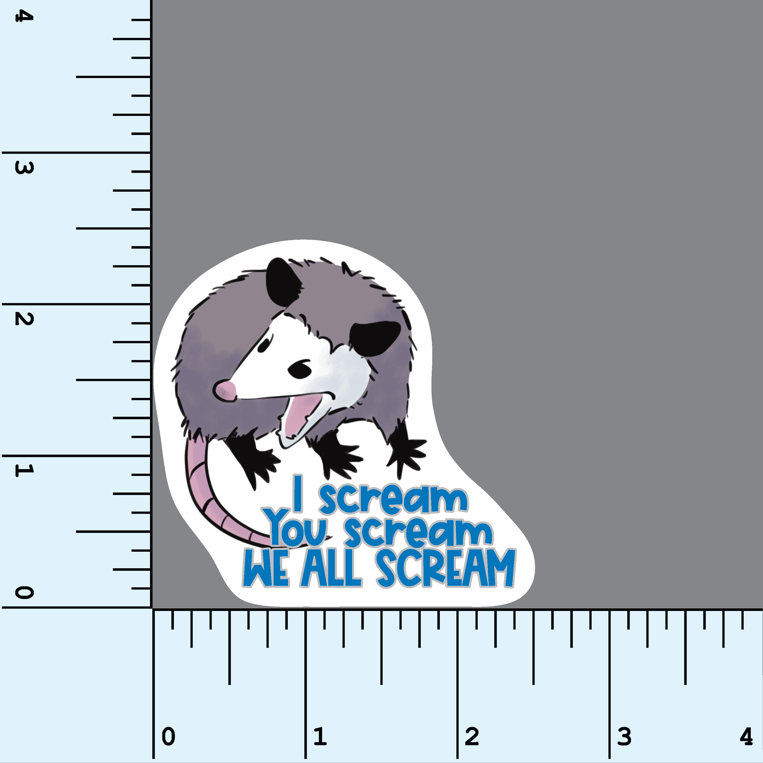 We All Scream Opossum vinyl sticker – Trash Panda's Closet
